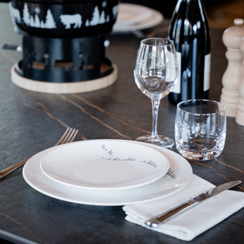 Assiette plate montagne sapin -vaisselle montagne